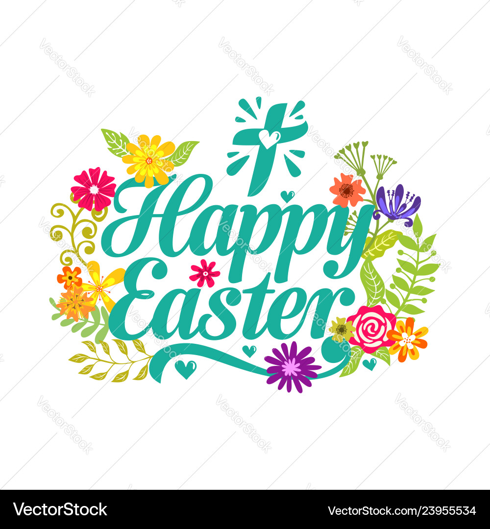 Happy easter lettering and graphic Royalty Free Vector Image