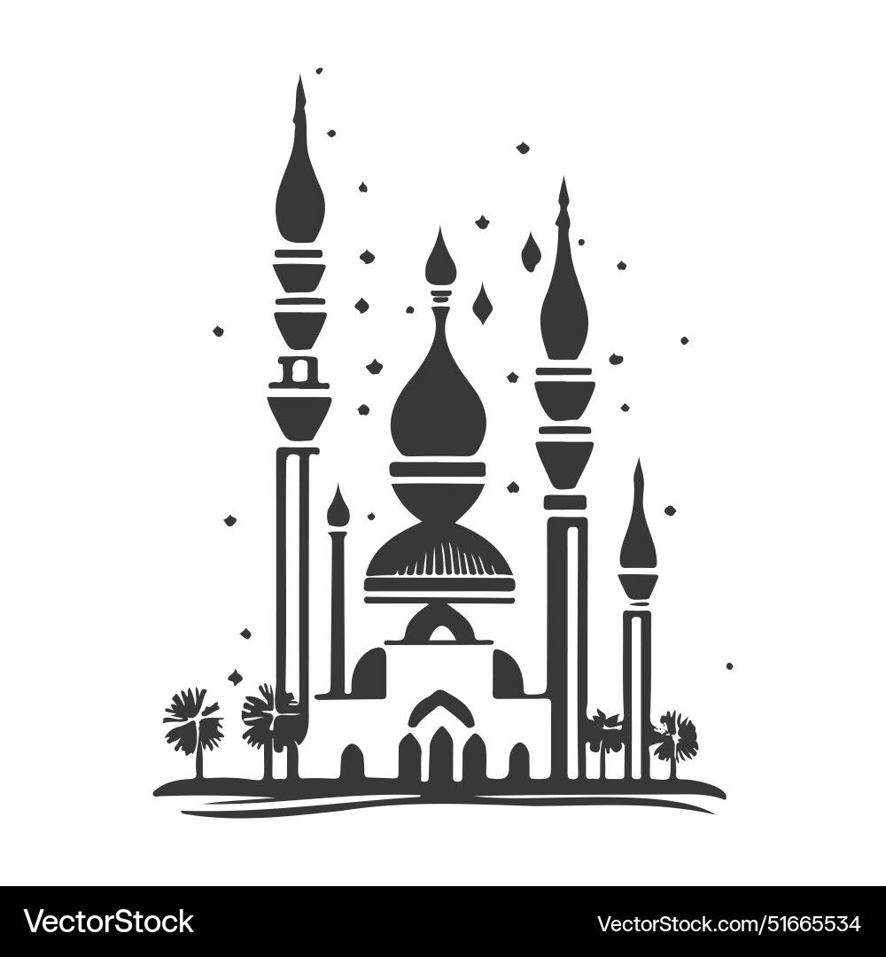 Minaret ramadan grey Royalty Free Vector Image