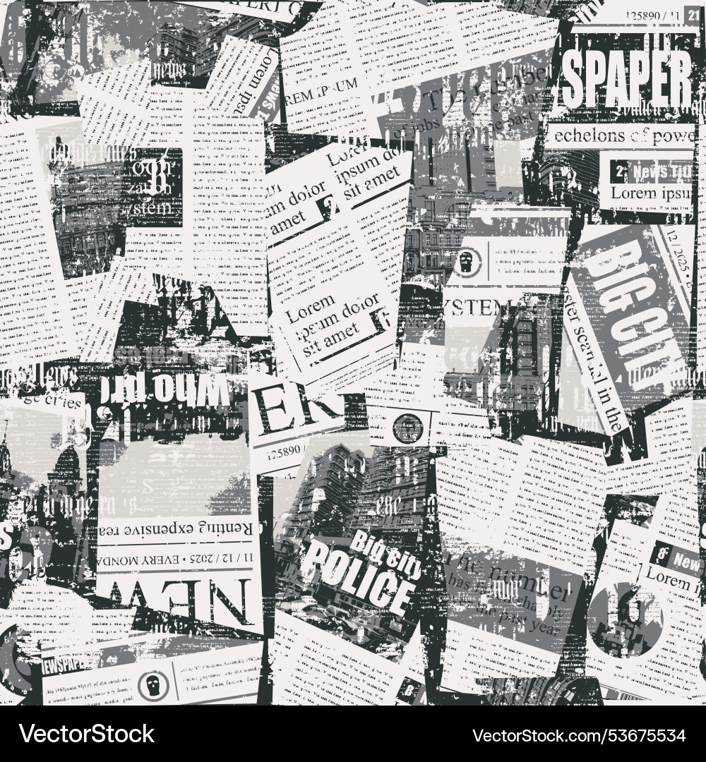 Newspaper Collage Pattern Royalty Free Vector Image