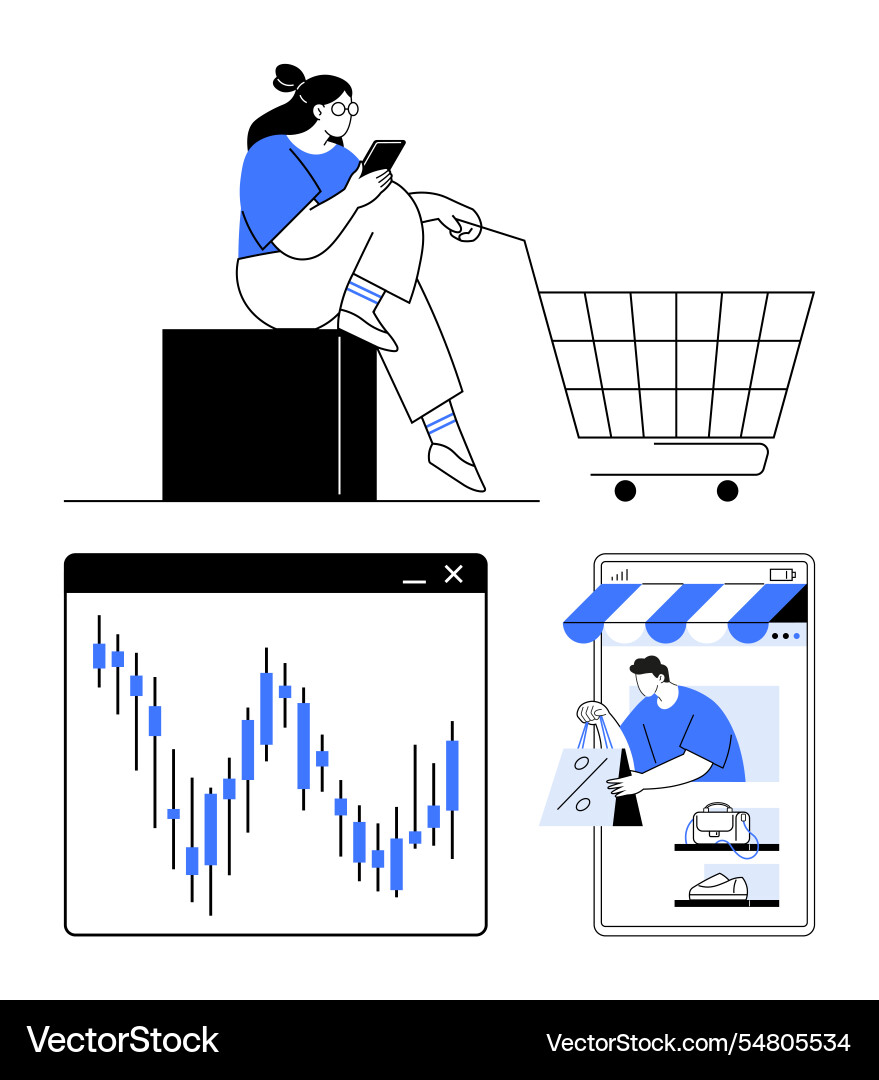 Online shopping and financial data analysis Vector Image