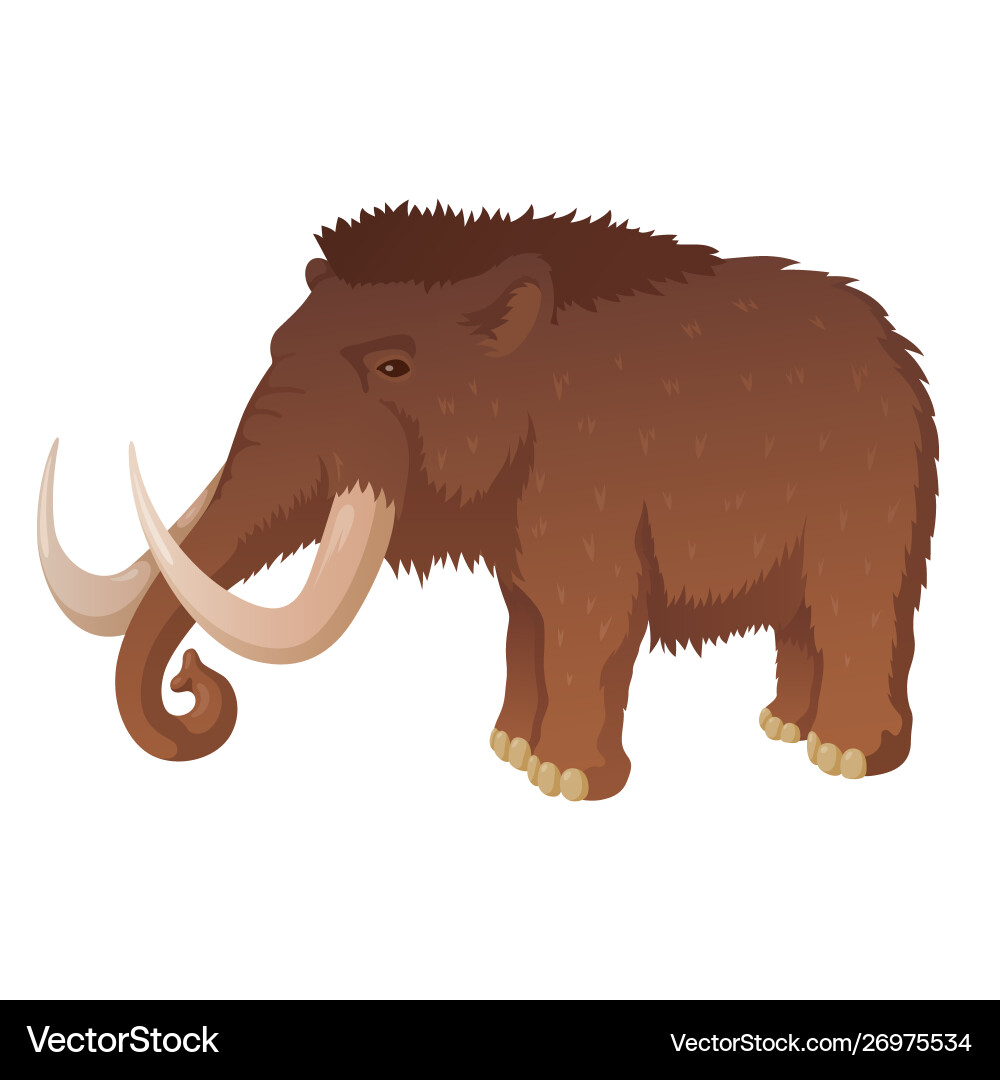 Prehistoric mammoth with long tusks Royalty Free Vector