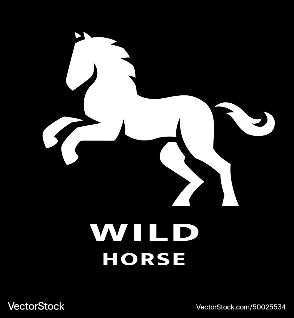 Wild horse logo on a dark background Royalty Free Vector