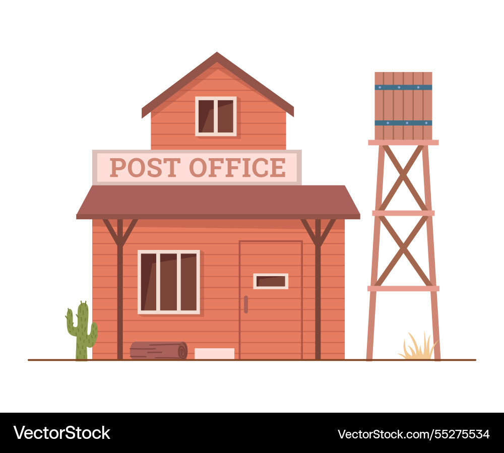 Wild west architecture post office facade Vector Image