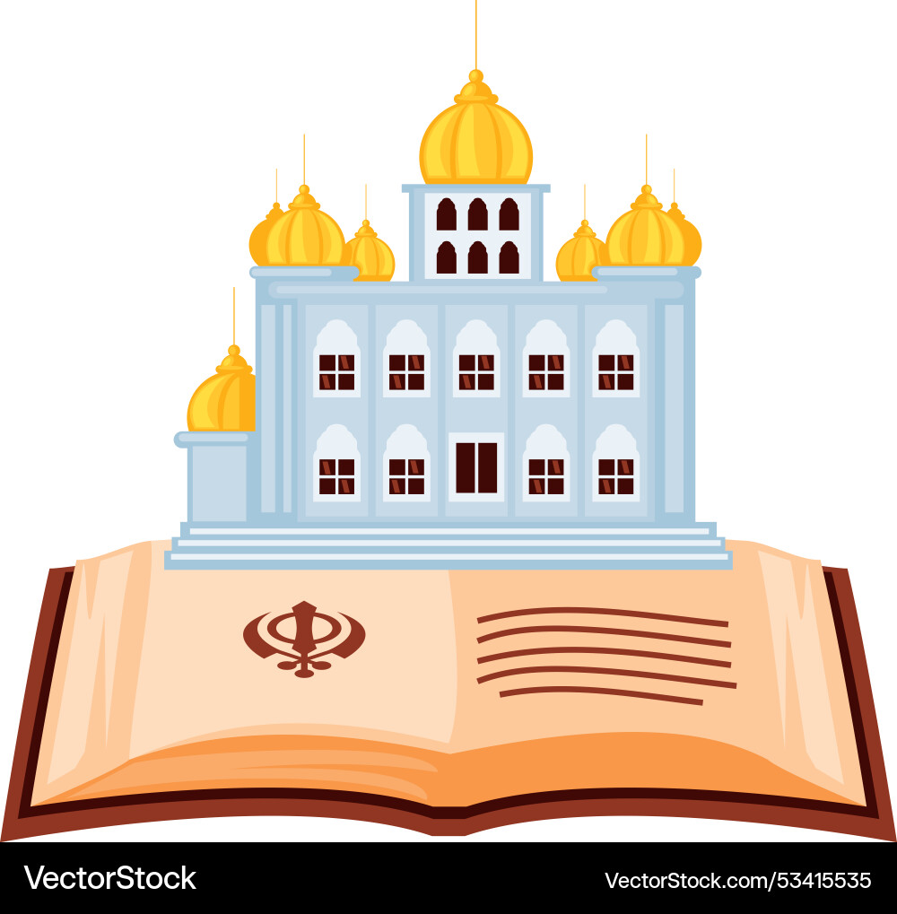Akhand sahib path sikhism temple Royalty Free Vector Image