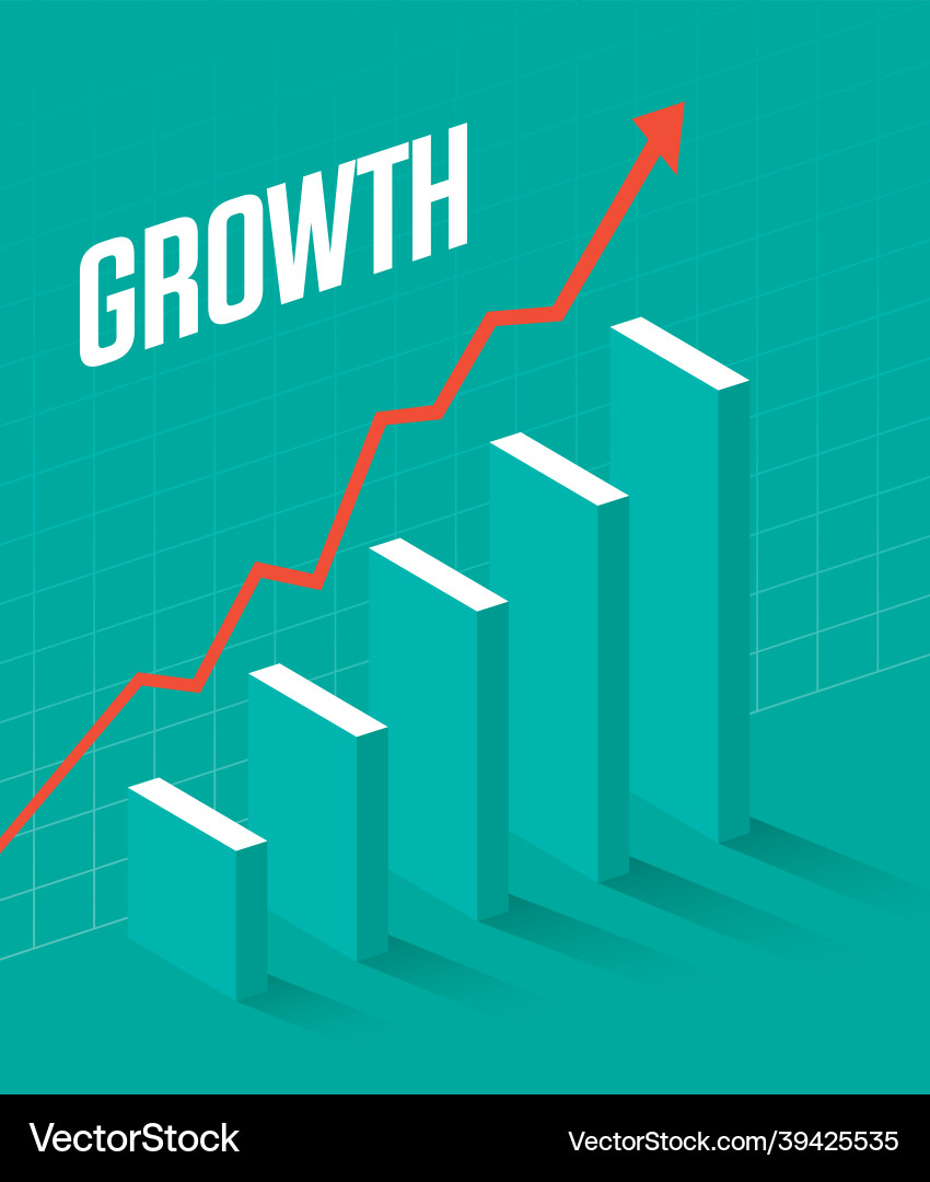 Business graph showing growth Royalty Free Vector Image