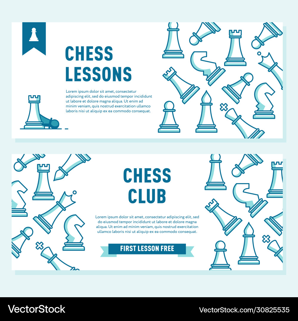 Chess club flyer template lessons concept Vector Image