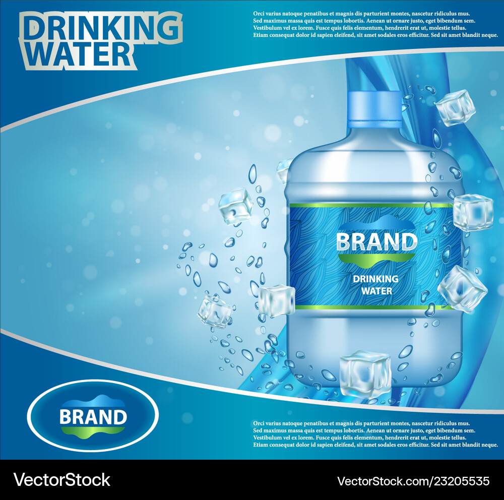 Drinking cooler water ad realistic Royalty Free Vector Image