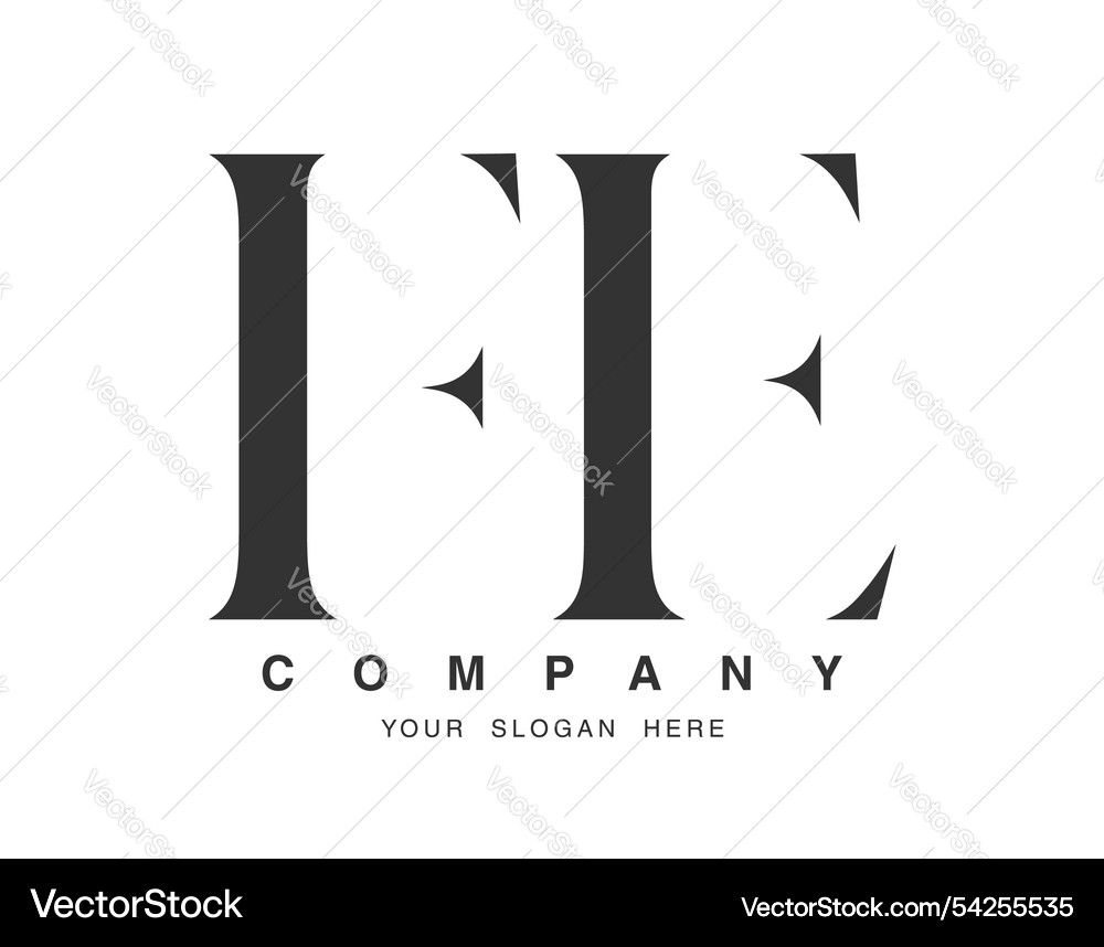 Fe logo design initial letter f and e serif font Vector Image
