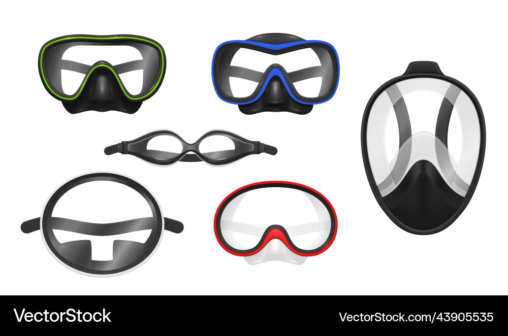 Scuba diving masks set realistic Royalty Free Vector Image