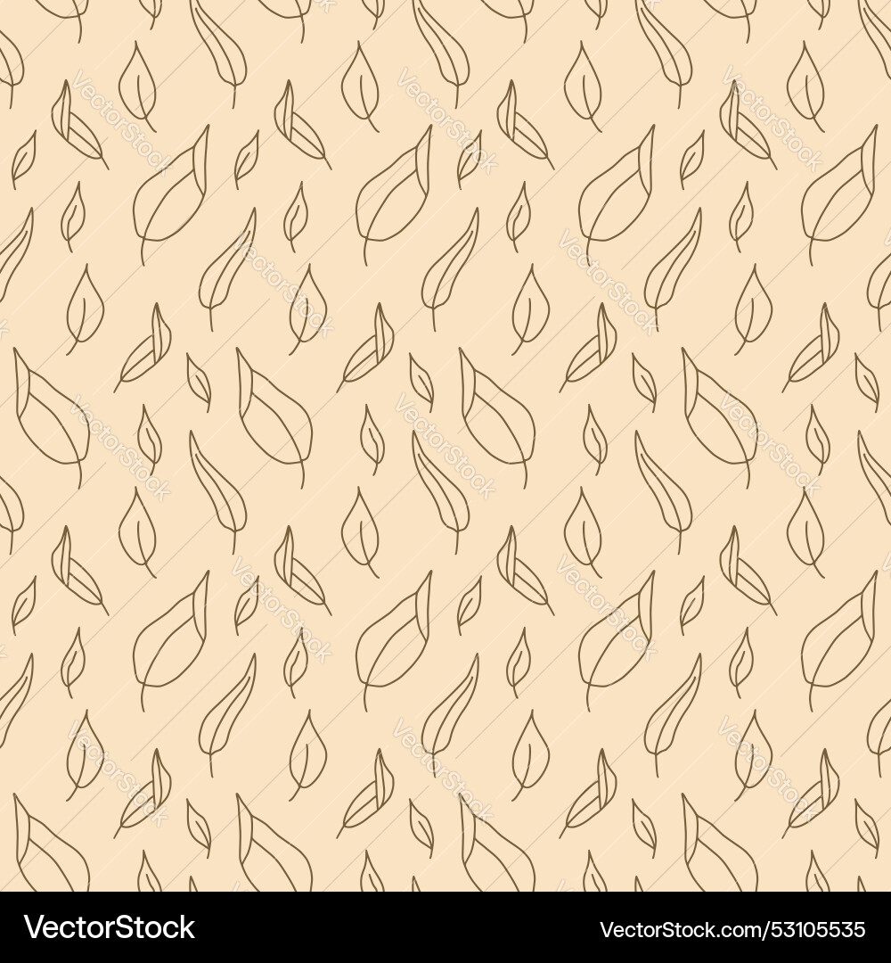 Seamless minimalist leaf pattern on beige Vector Image