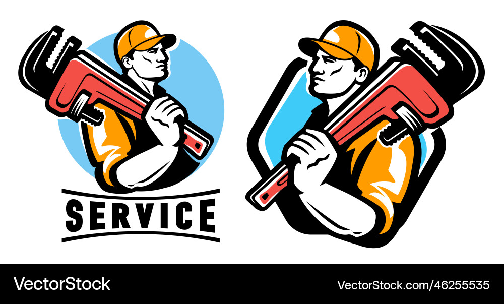 Technical service emblem workshop logo plumber Vector Image