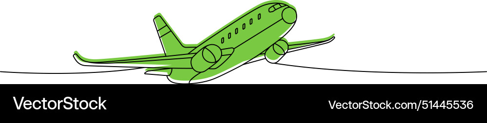 Aircraft plane passenger one line Royalty Free Vector Image