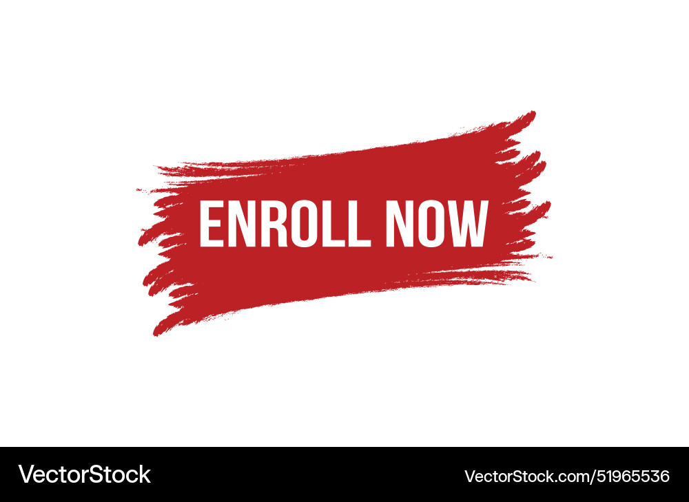 Brush style enroll now red banner design on white Vector Image
