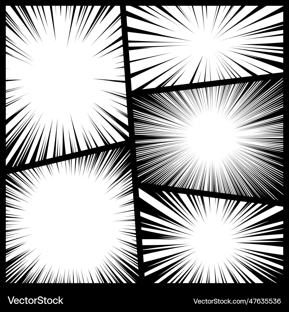 Comic book radial rays lines comics background Vector Image