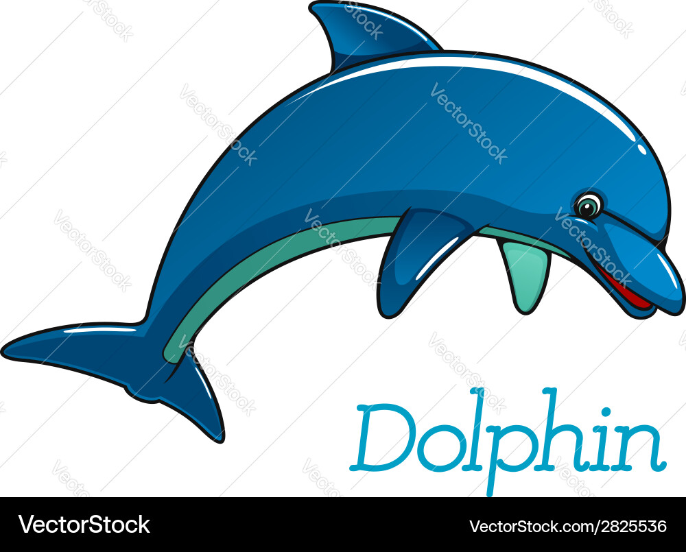 Cute cartoon dolphin character Royalty Free Vector Image