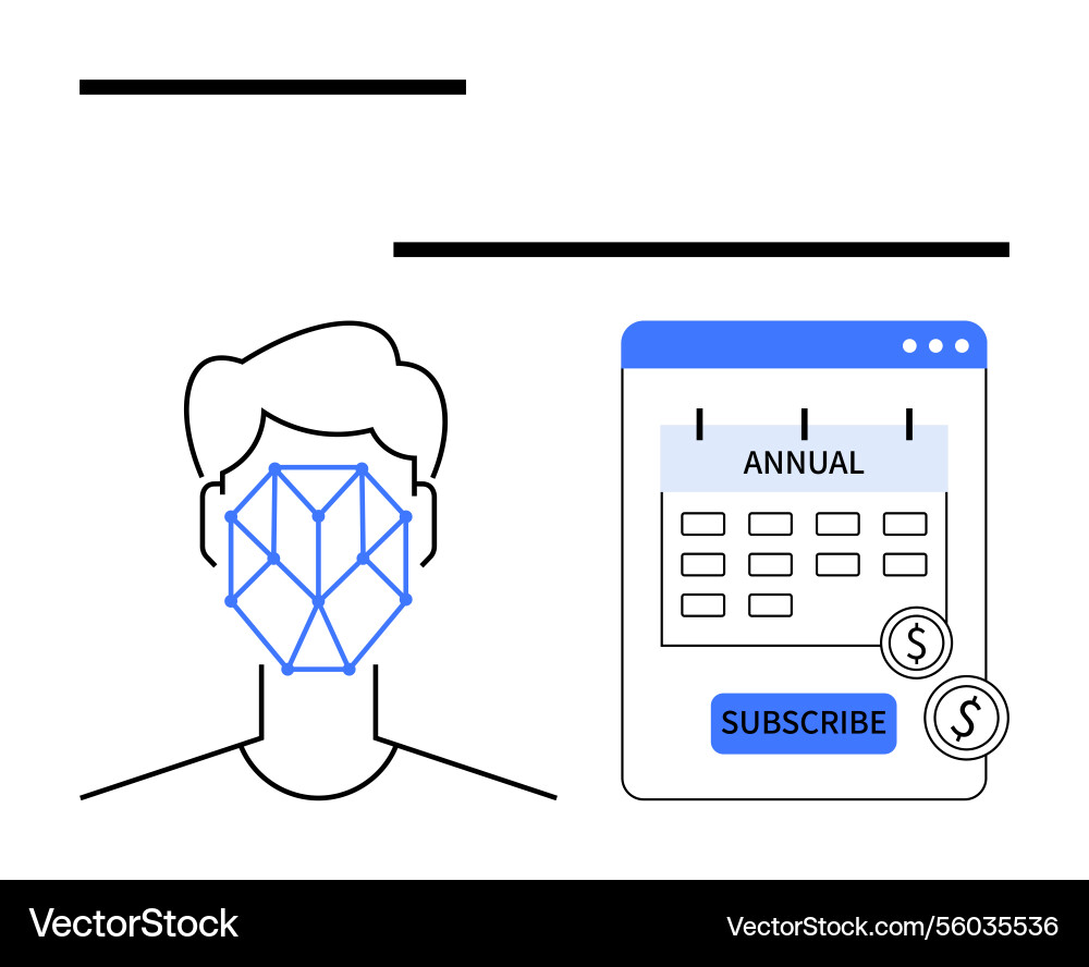 Facial recognition geometry and subscription Vector Image