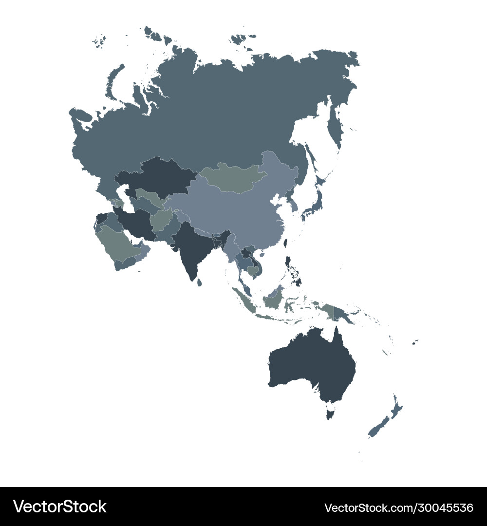 Image gray map asia and oceania with borders Vector Image