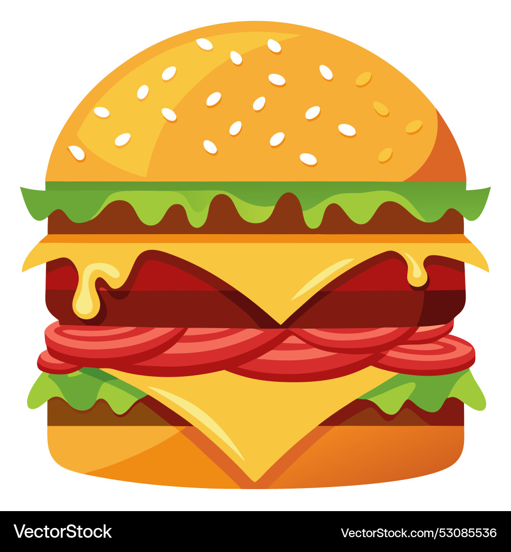 Large burger with melted cheese crispy bacon Vector Image