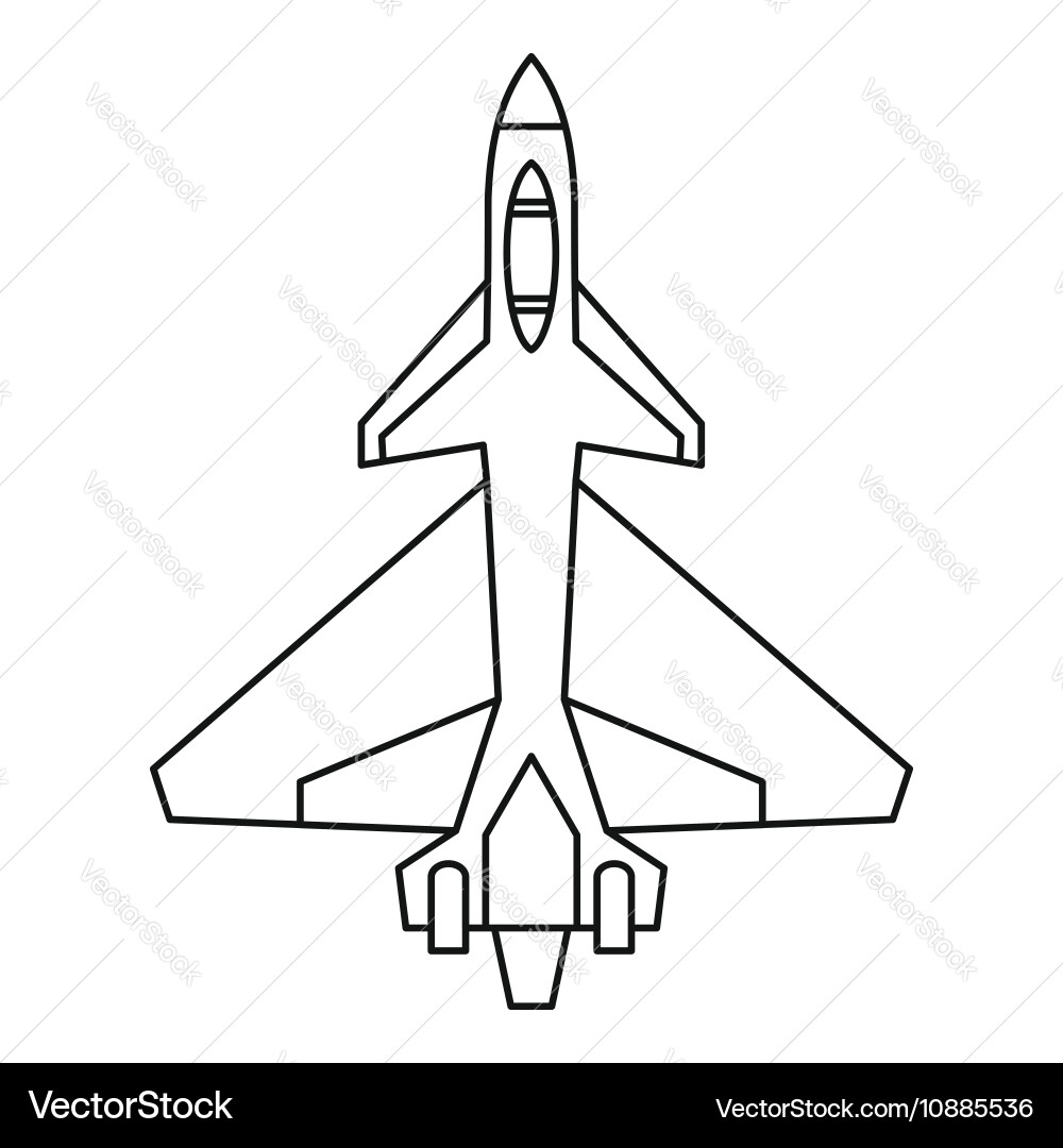 Military fighter jet icon outline style Royalty Free Vector