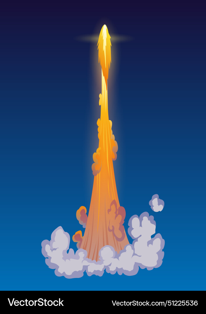 Rocket trail fire smoke spaceship launch Vector Image