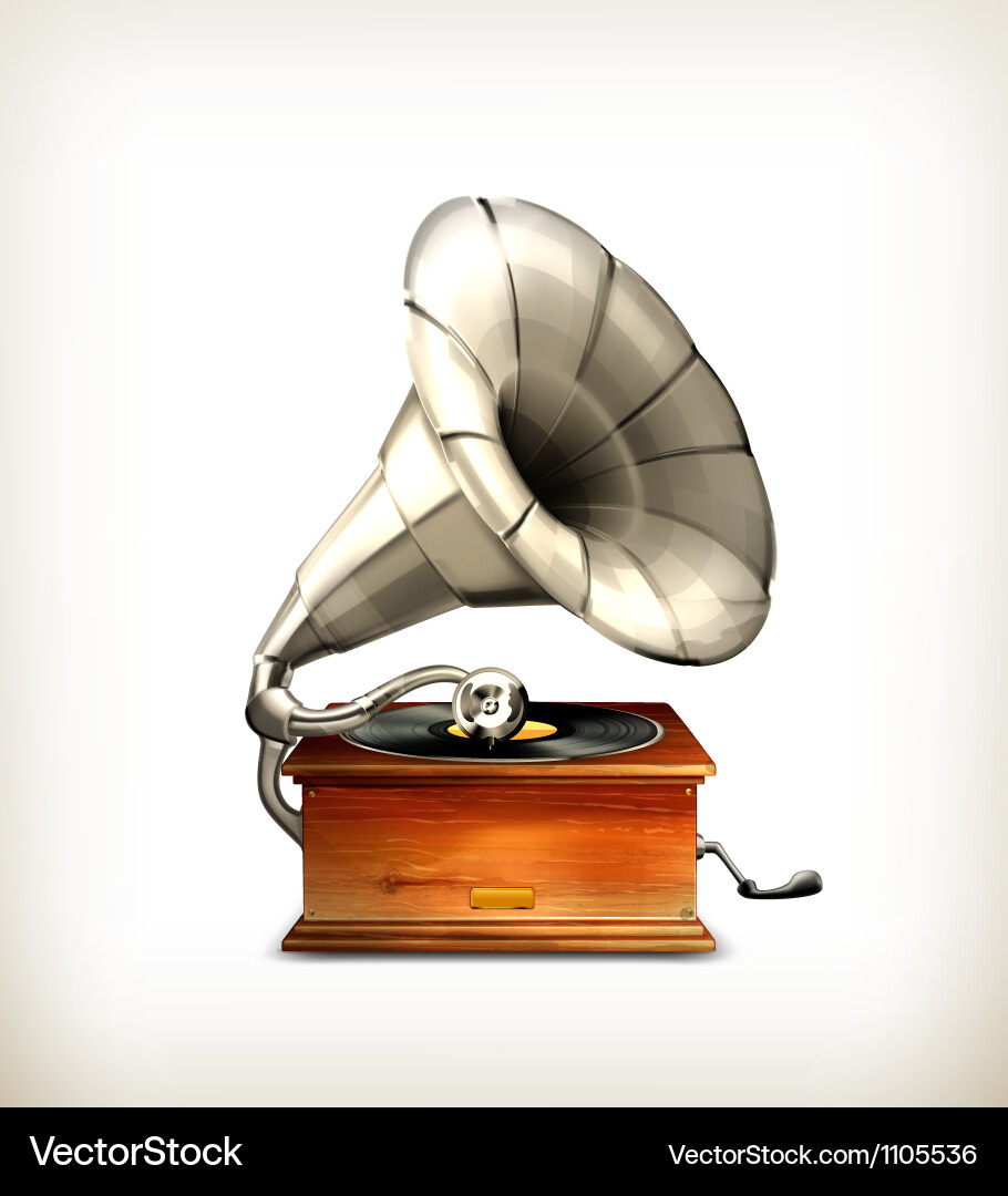 Vintage Grammophon-Symbol Lizenzfreies Vektorbild