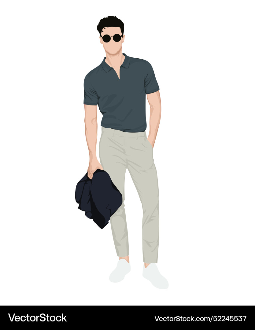 A man in blue polo shirt Royalty Free Vector Image