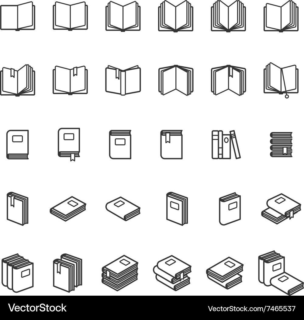 Book thin line icons Royalty Free Vector Image