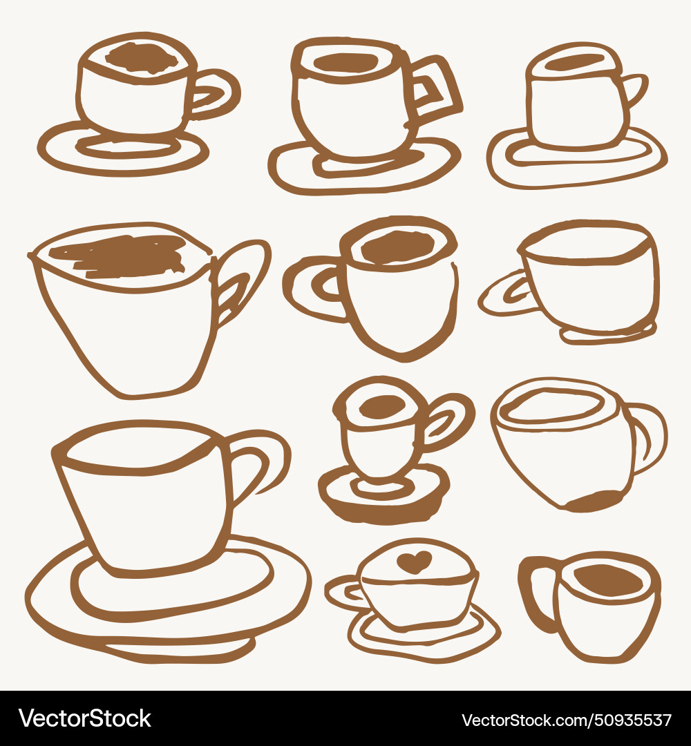 Brown coffee cup collection Royalty Free Vector Image