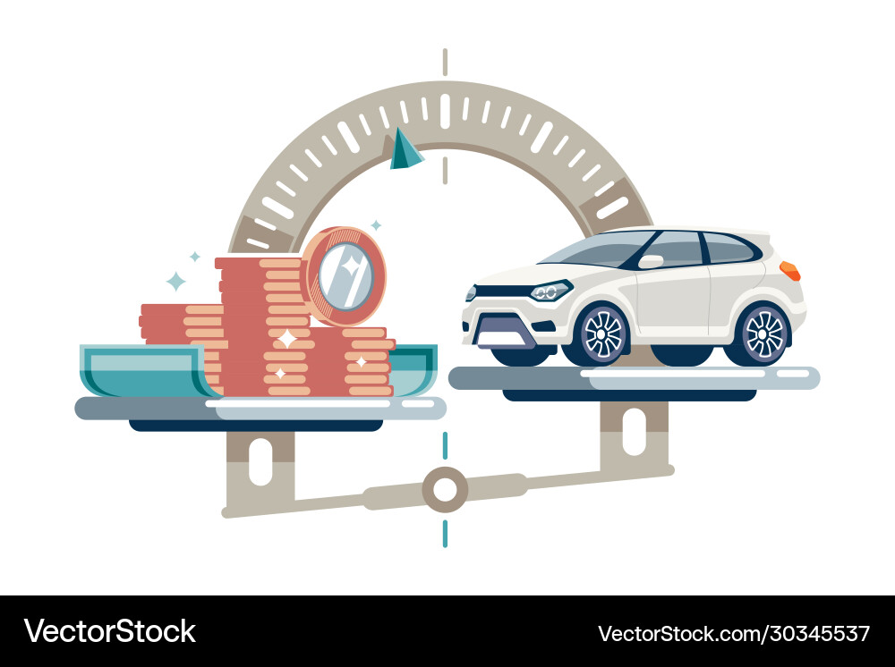 Car cost on scales Royalty Free Vector Image - VectorStock