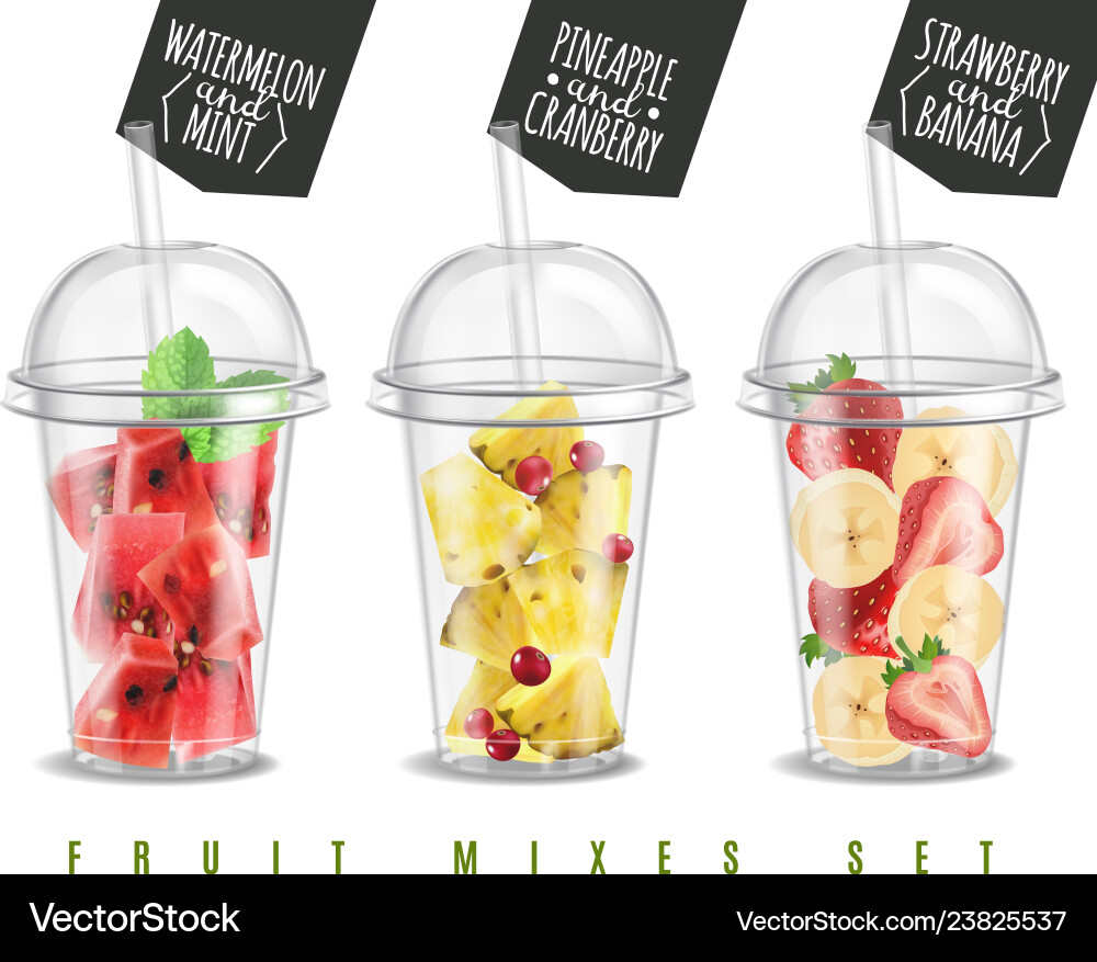 Fruit mix realistic set Royalty Free Vector Image