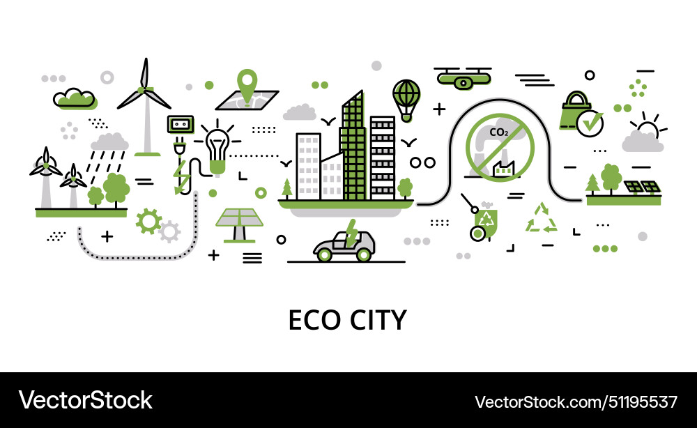 Infographic greenery eco city concept Royalty Free Vector