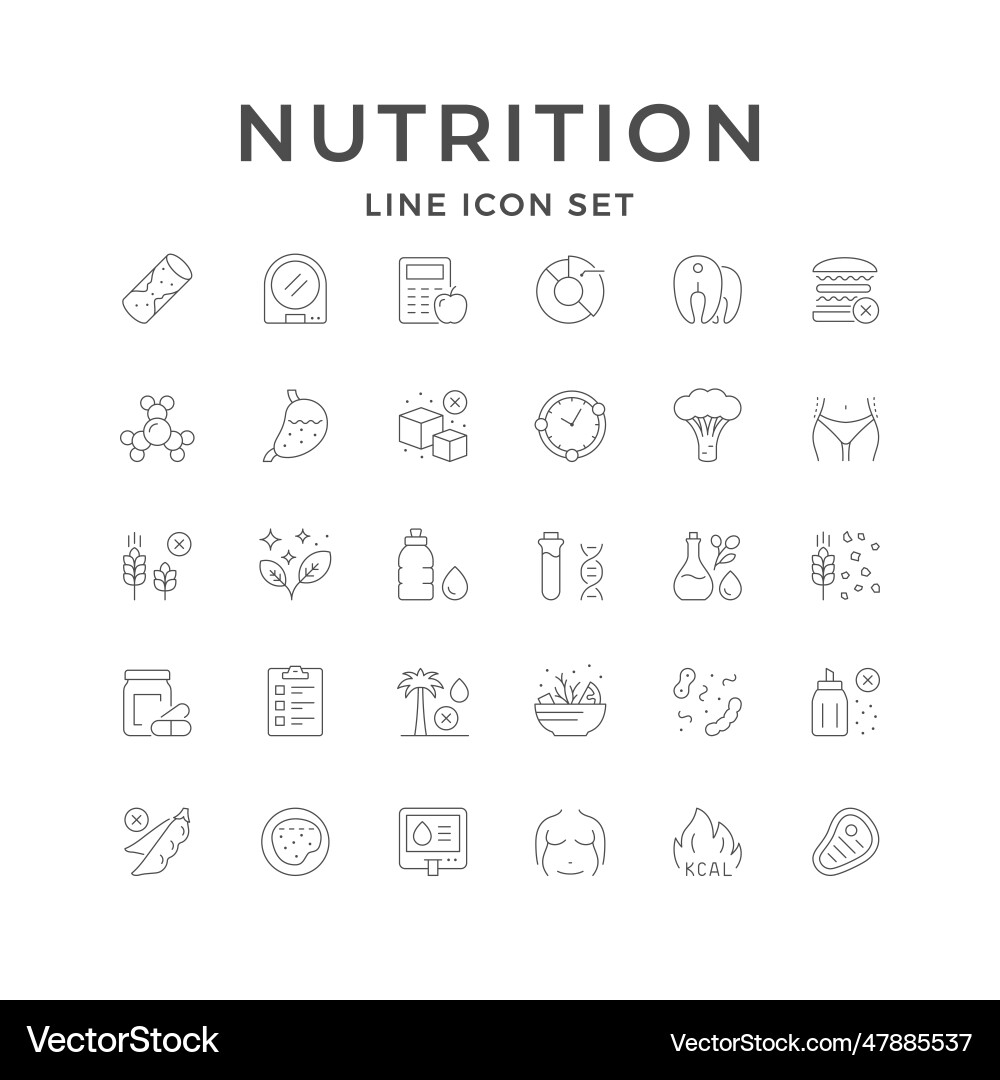 Nutrition Line Icons Set Royalty Free Vector Image