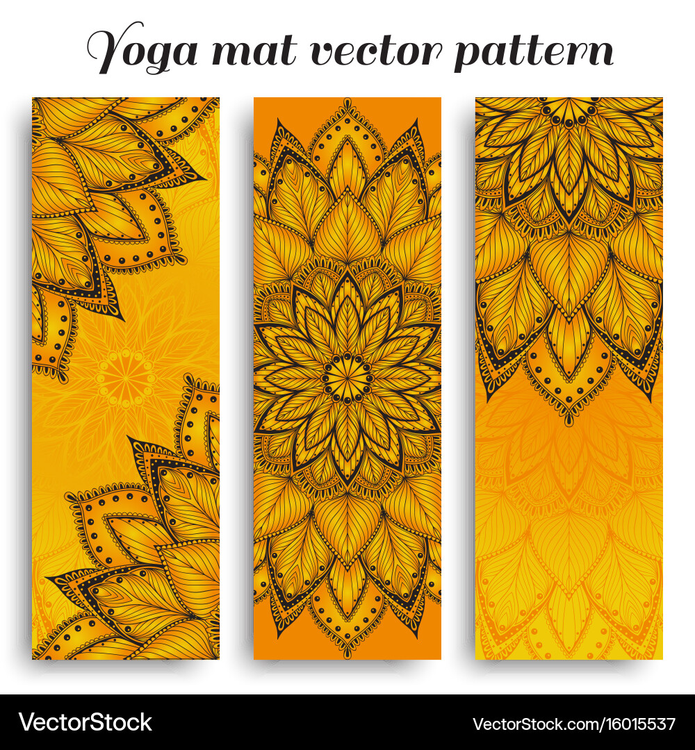 Orange Yoga Mandala Pattern Set – Royalty-Free Vector | VectorStock