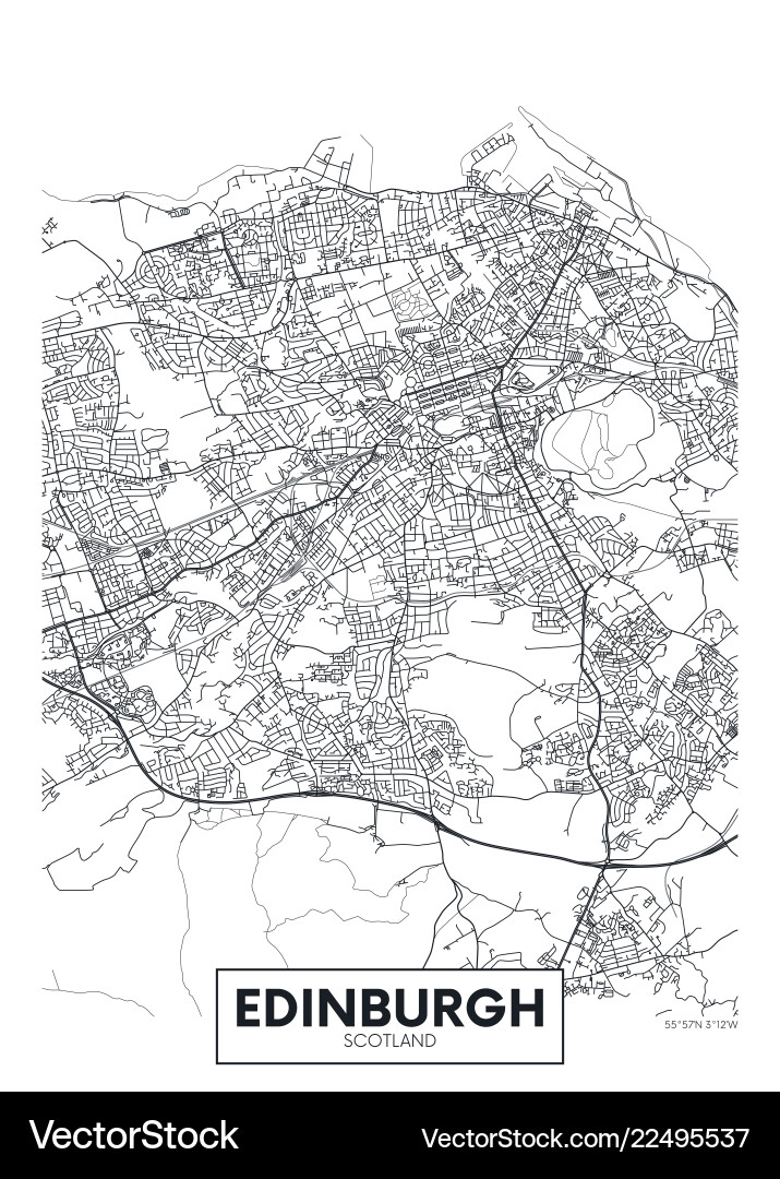 Poster detailed city map edinburgh Royalty Free Vector Image