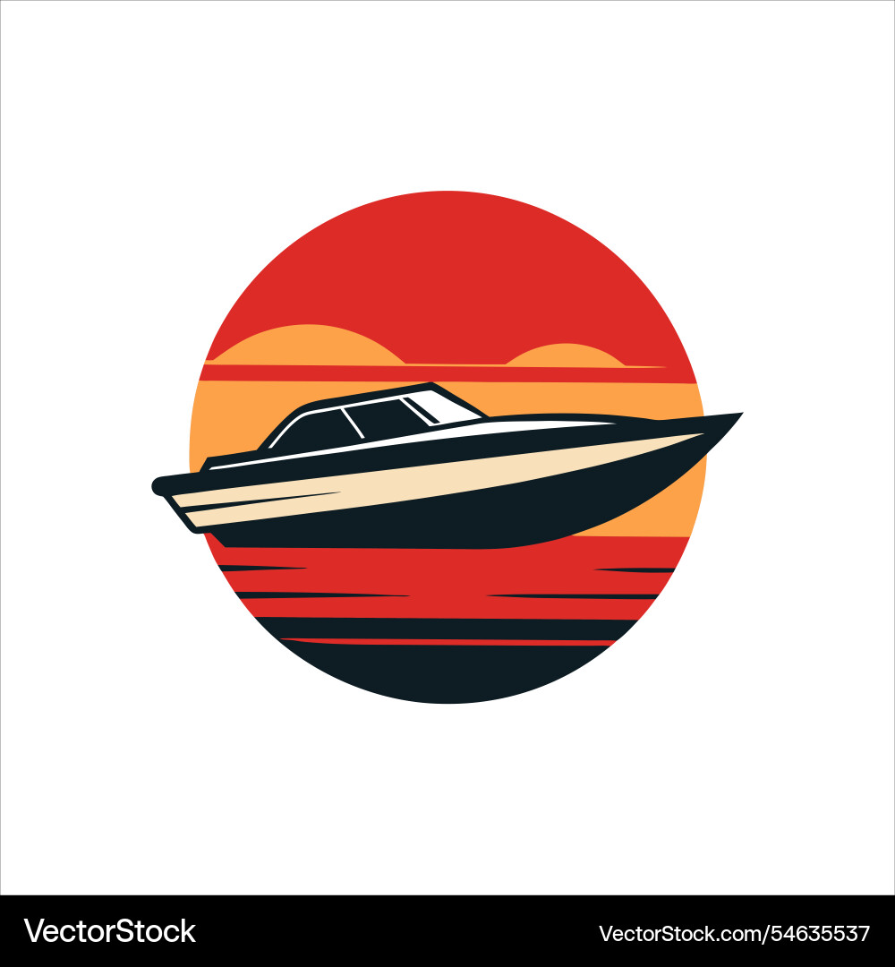 Retro speed boat silhouette Royalty Free Vector Image