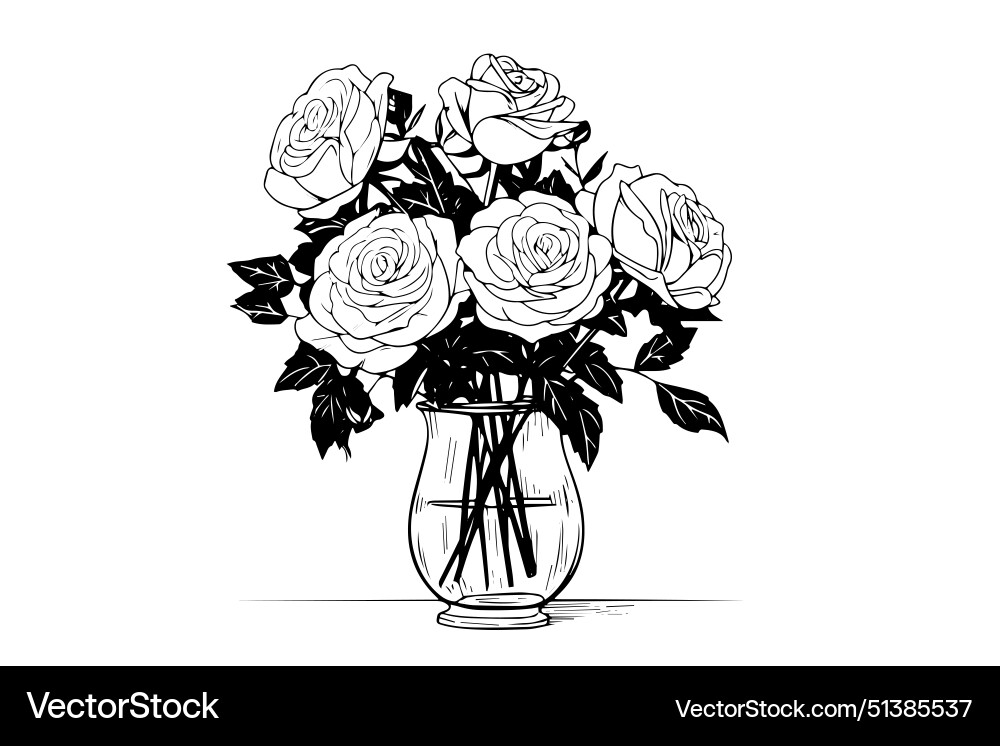 Rose flower hand drawn ink sketch engraving style Vector Image