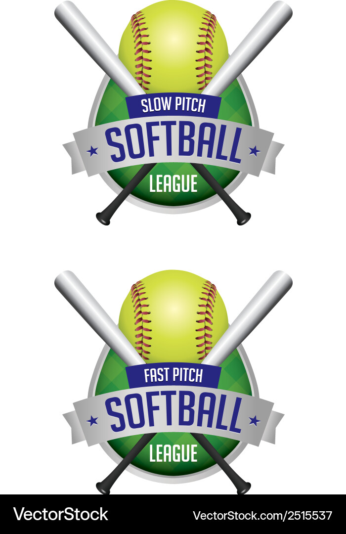 Softball league emblems Royalty Free Vector Image