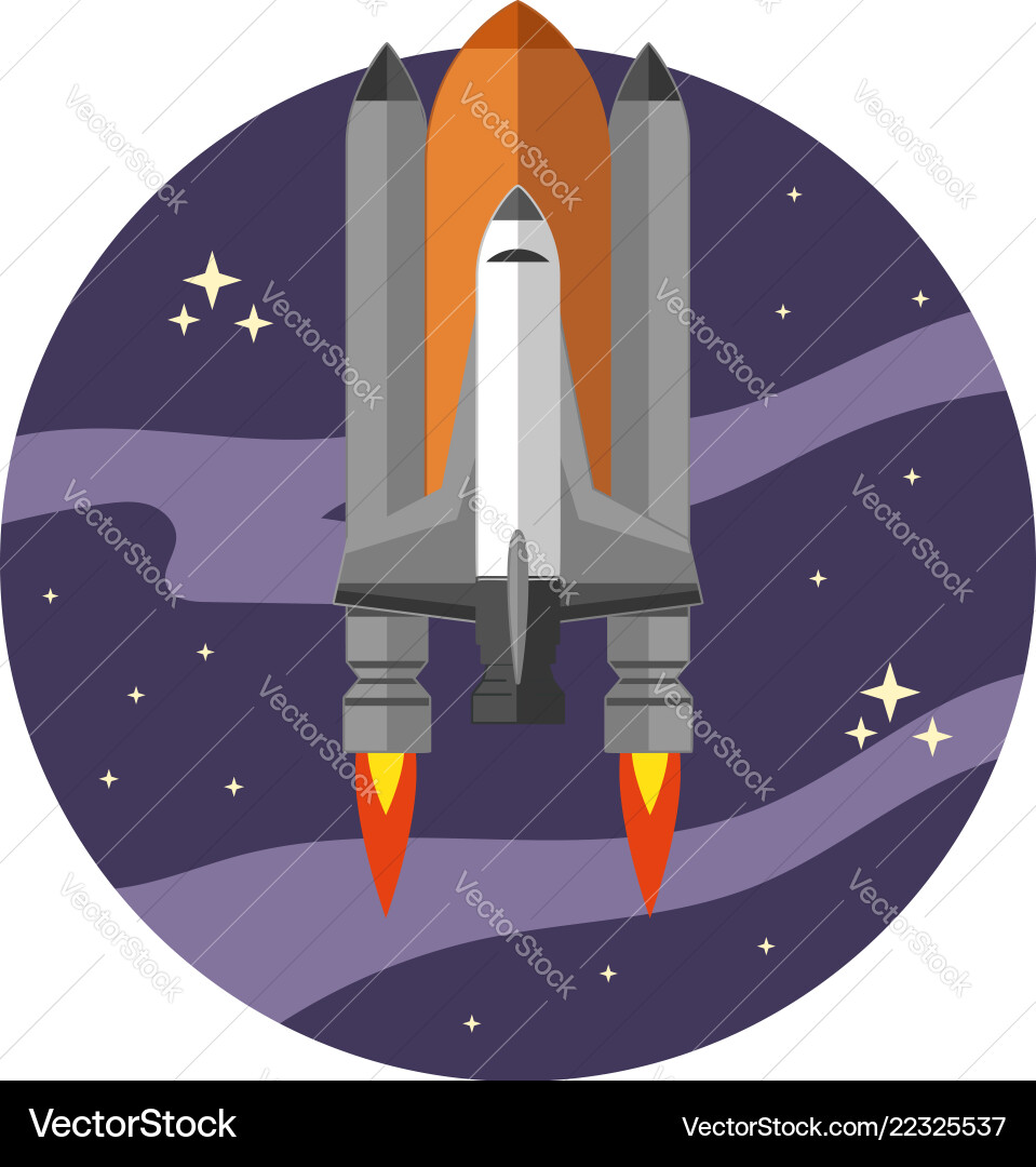 Space shuttle in flat style isolated on white Vector Image