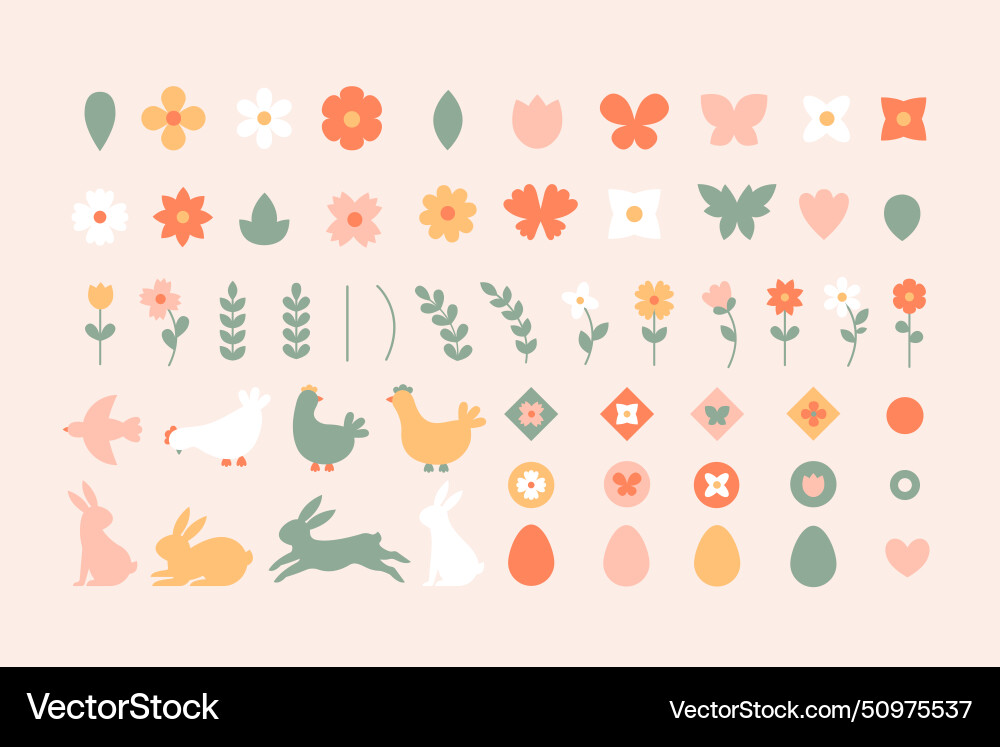 Spring collection elements set Royalty Free Vector Image