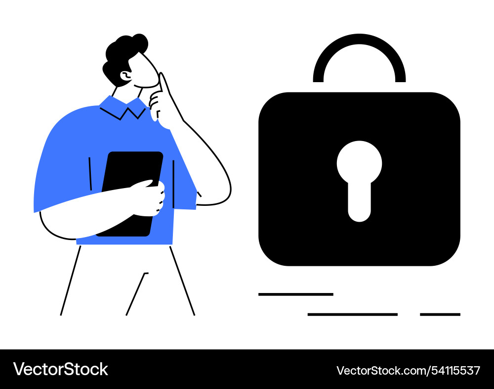 Thinking person contemplating online security next