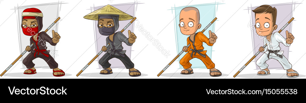 Cartoon karate boy and ninja character set Vector Image