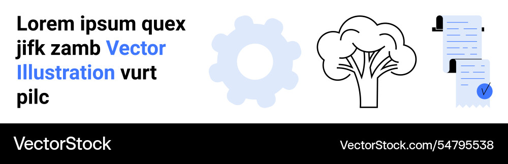 Colorful text gear tree and document images Vector Image