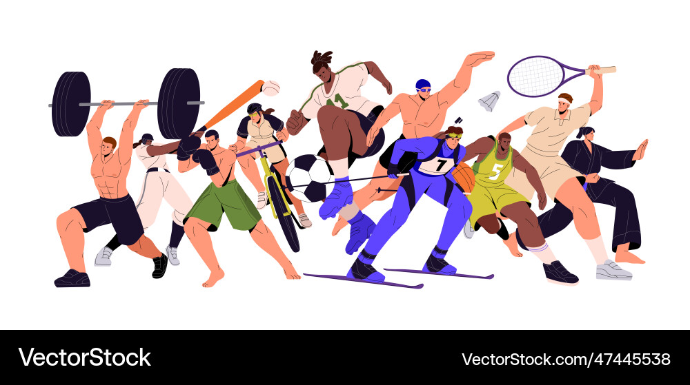 Different athletes of all sport types multi mix Vector Image