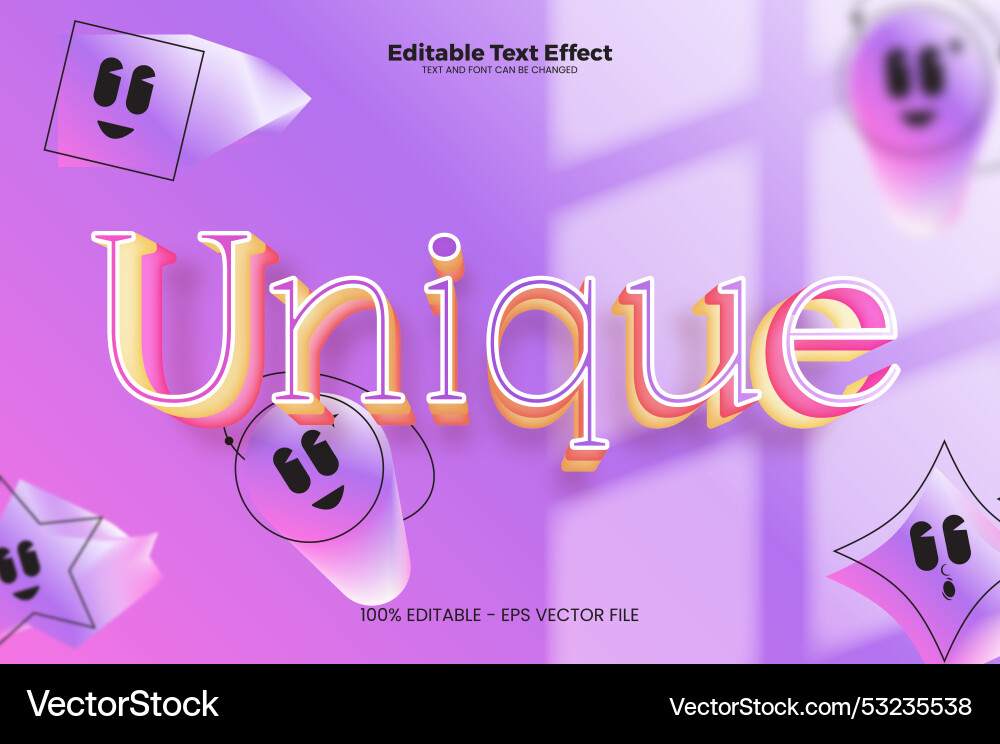 Unique editable text effect in groovy trend style Vector Image