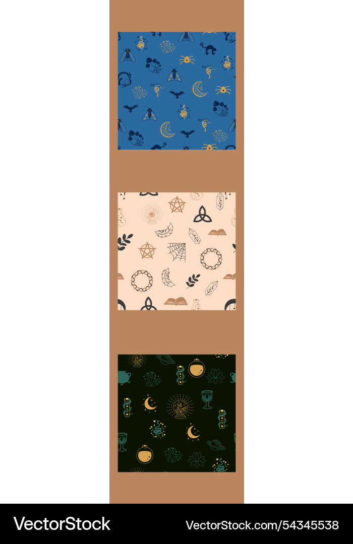 Vertical border set magic and heavens seamless Vector Image