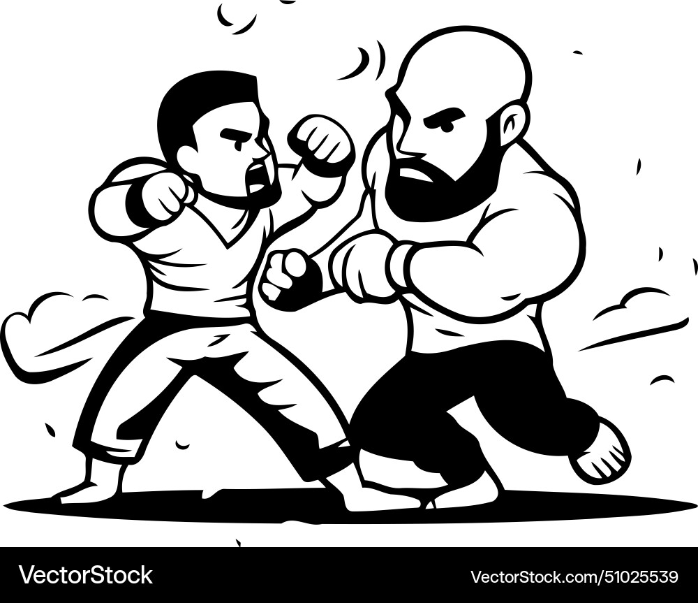 A karate man doing kick Royalty Free Vector Image