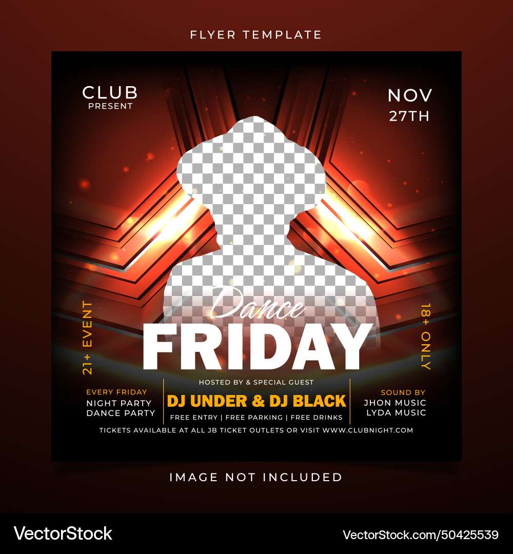 Friday party flyer template Royalty Free Vector Image