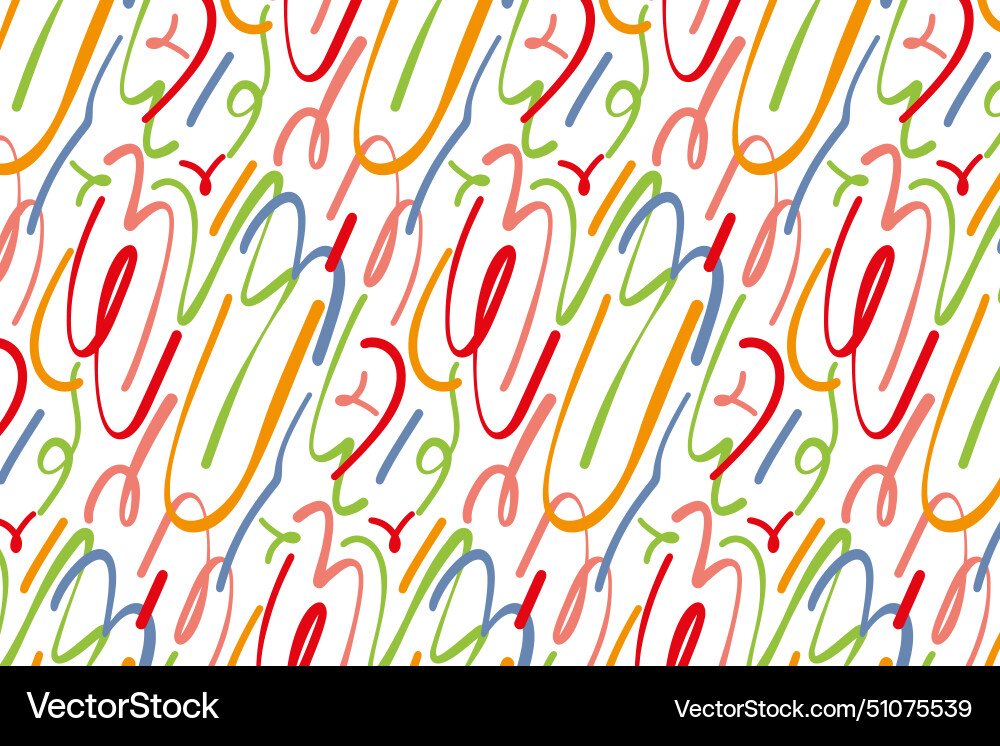 Fun colorful lines doodle seamless pattern on Vector Image