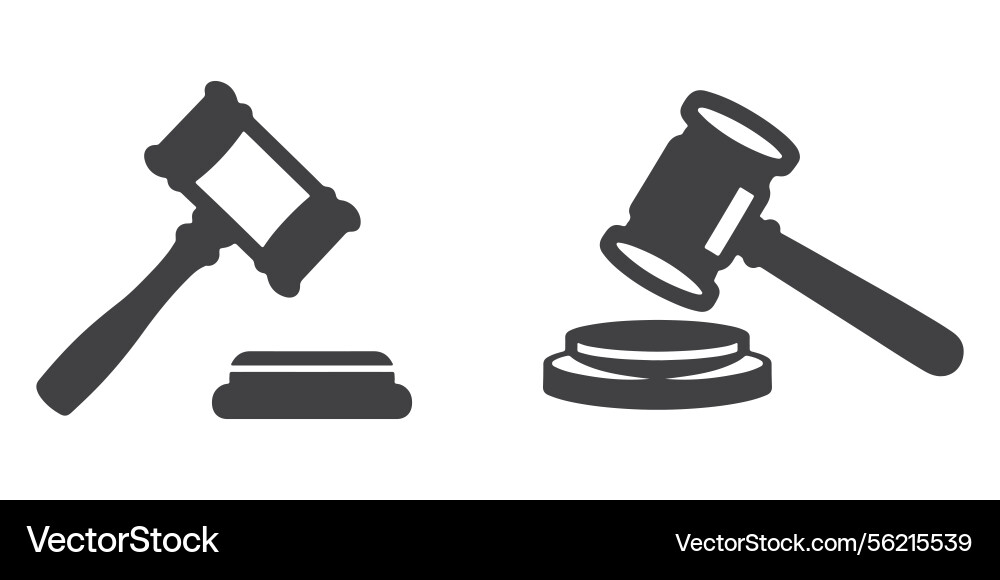 Gavel icons silhouette Royalty Free Vector Image
