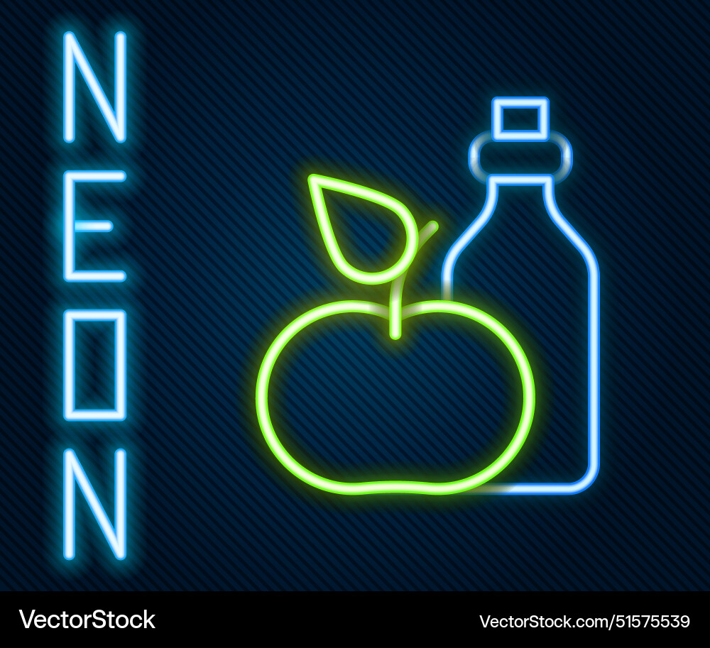 Glowing neon line apple cider vinegar in bottle Vector Image